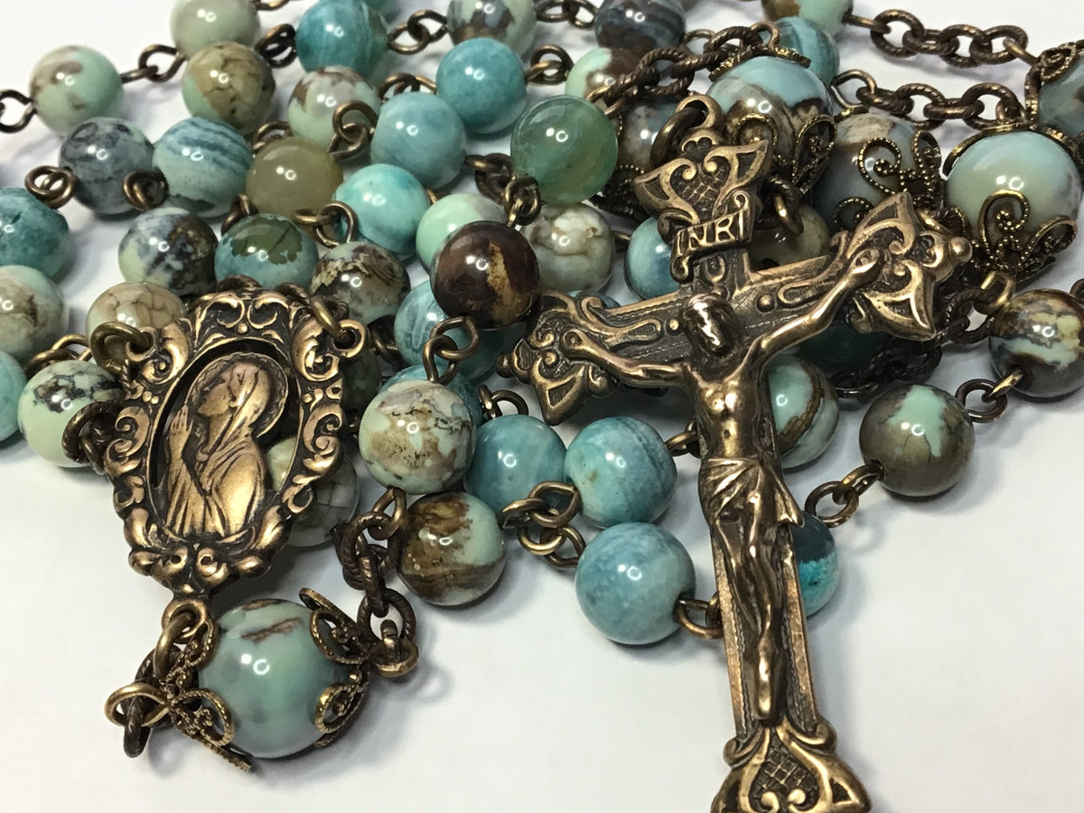 8mm Semi Precious Stone Rosary – Rosaries by Thomas